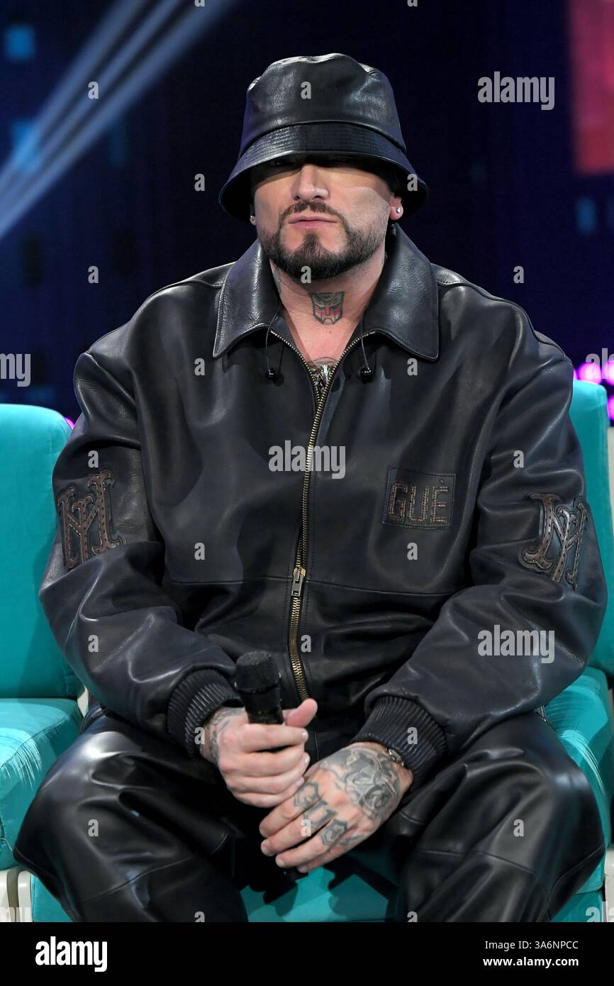 Milan, Italy. 25th Mar, 2025. Milan - TV Show "Cattelan is here tonight ...