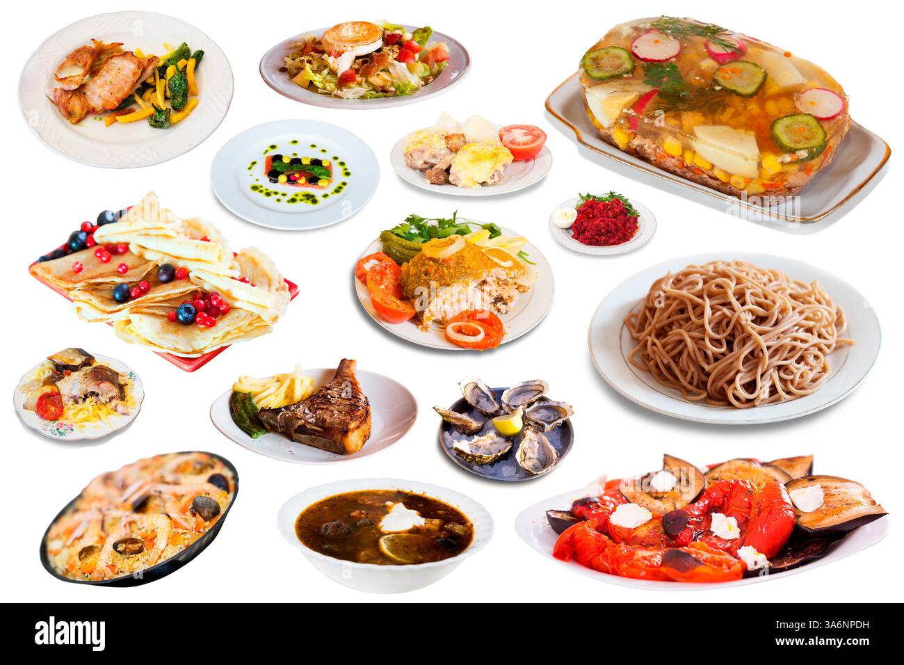 Collection of dishes isolated Stock Photo - Alamy
