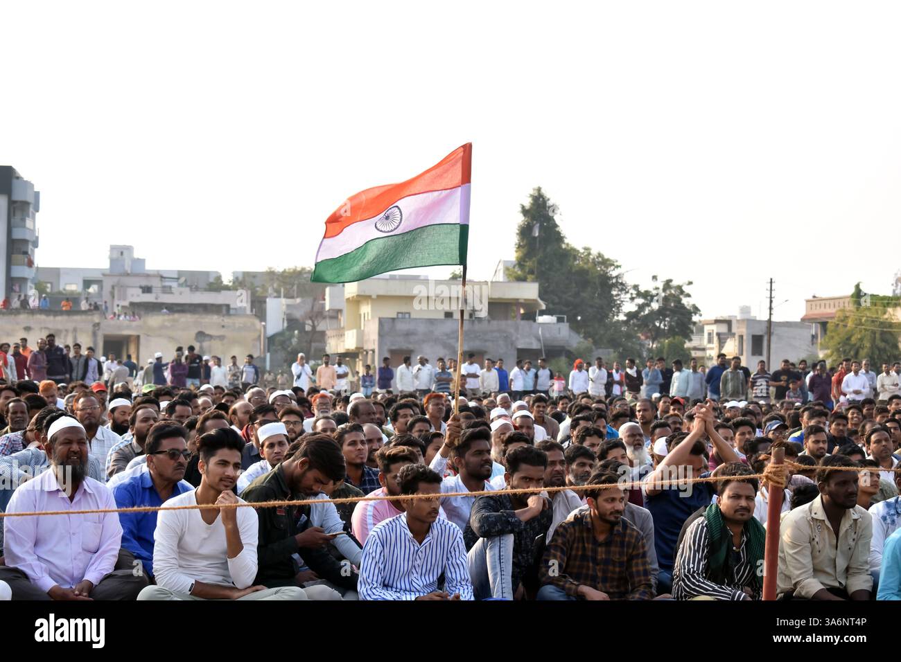 Bhusawal / India 08 January 2020 Indian people with poster flag ...