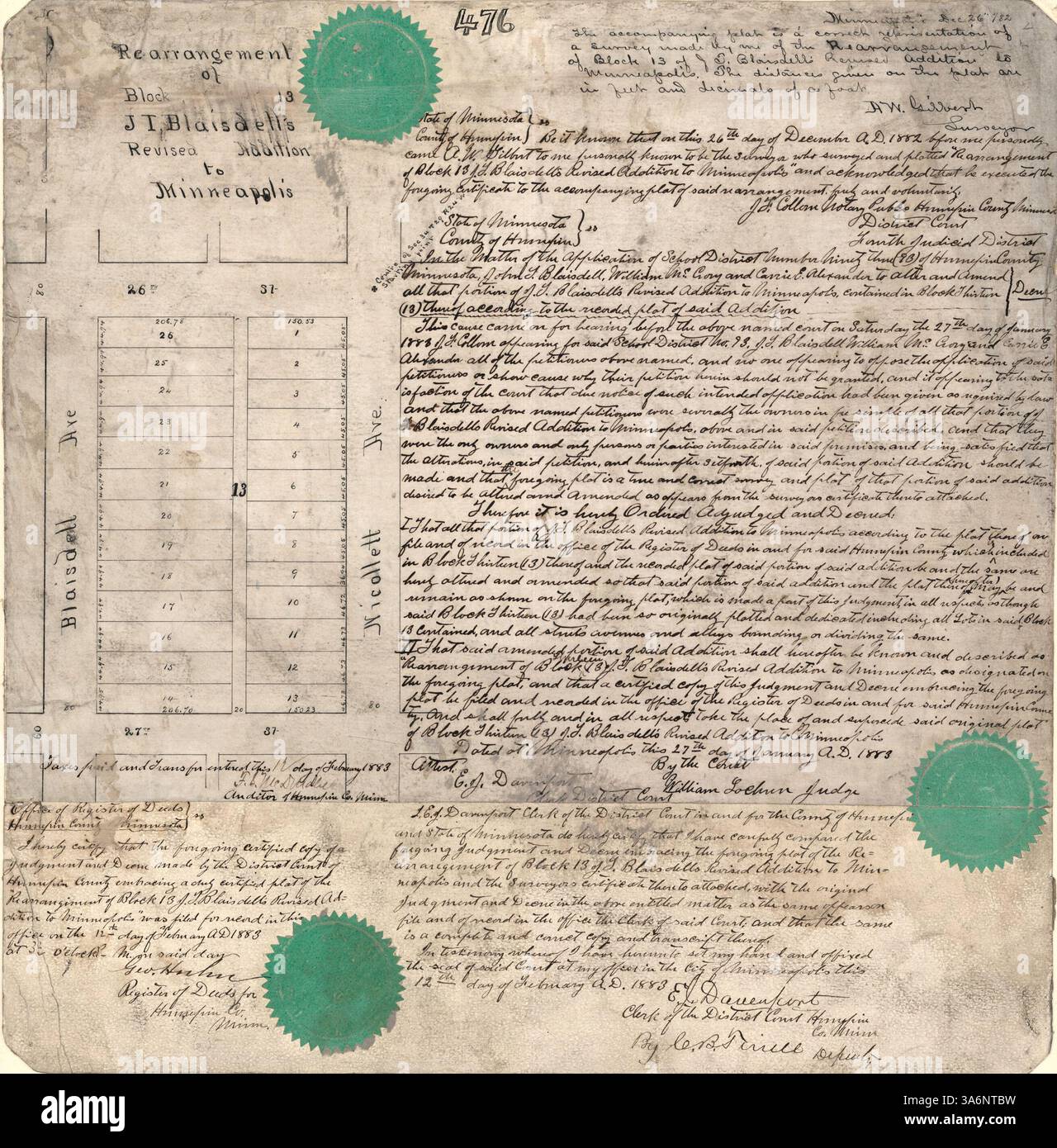 This map shows the rearrangement of Block 13 in J.T. Blaisdell's ...