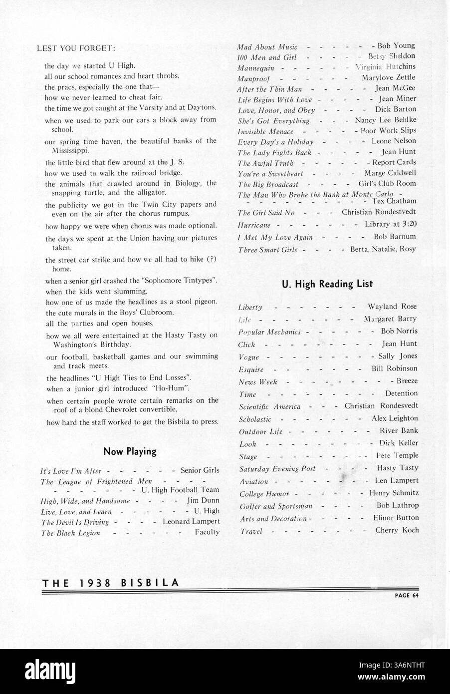 The 1938 University High Yearbook, Bisbila, features students, teachers ...