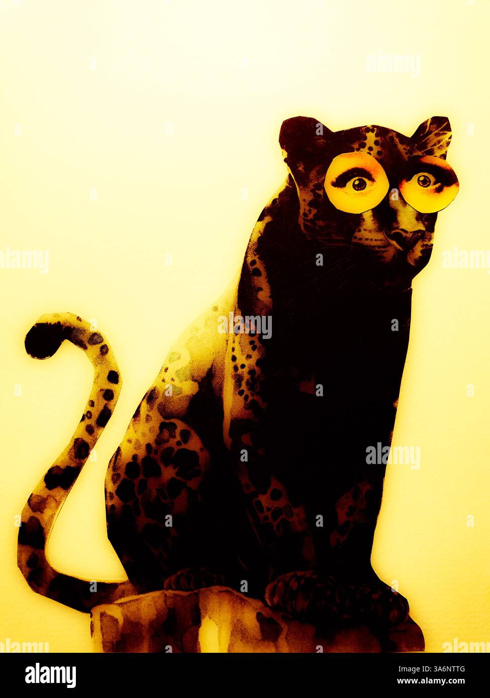 Collage of a panther with female human eyes Stock Photo - Alamy