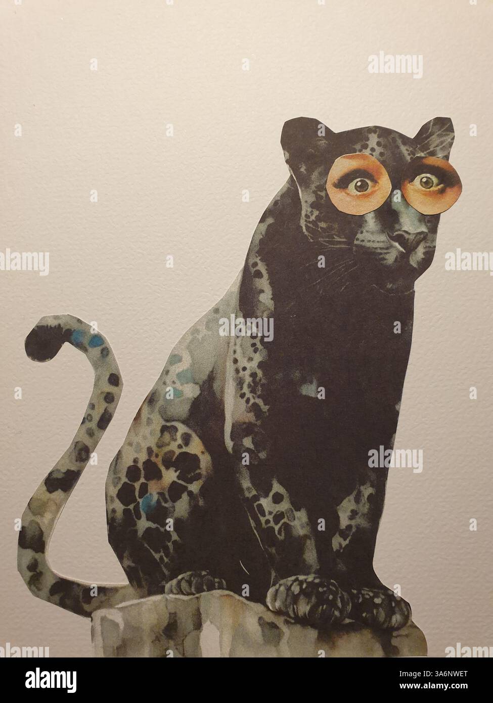 Collage of a panther with female human eyes Stock Photo - Alamy