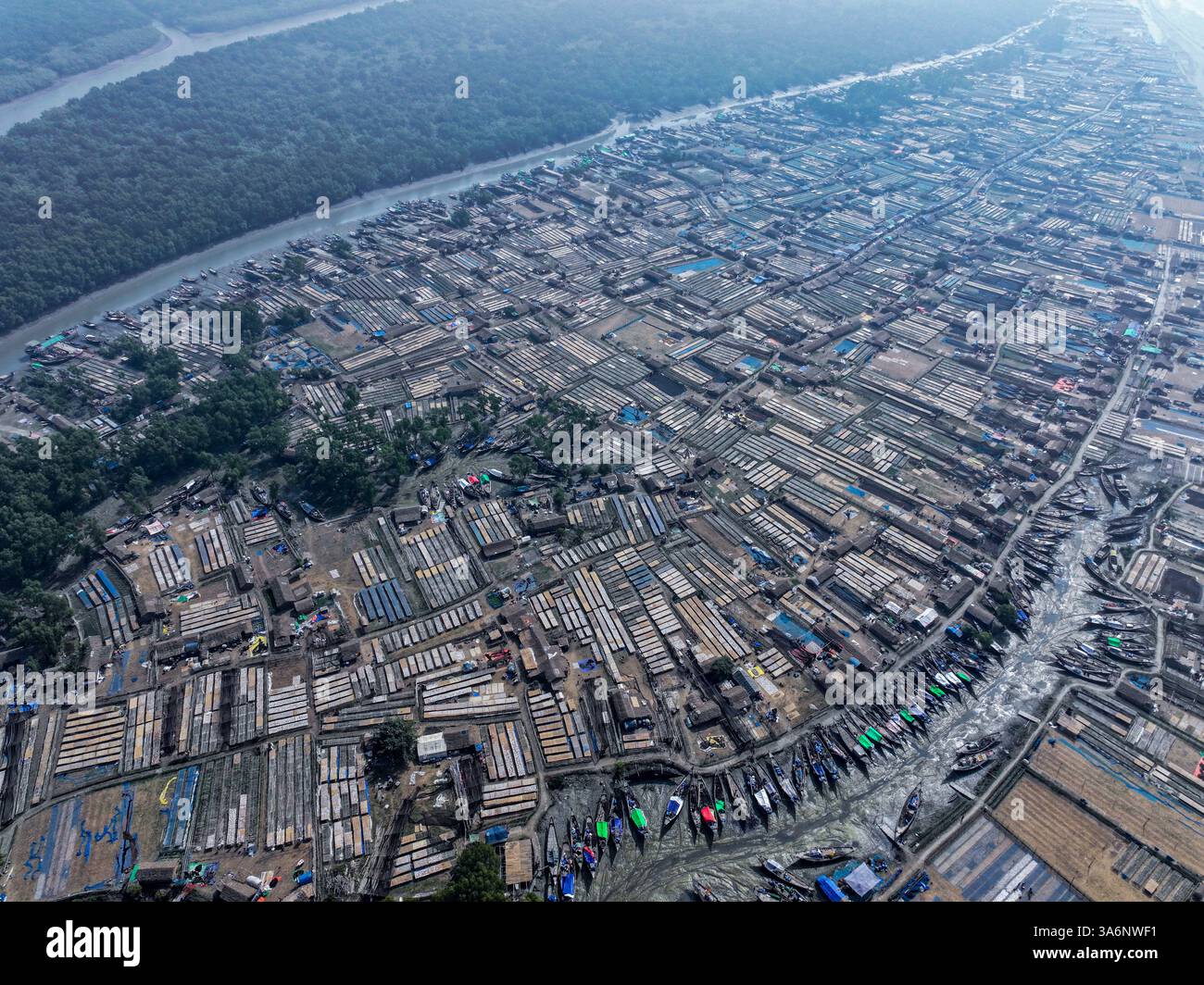 A bird’s-eye view of the Shutki (dried fish) village in Dublar Char ...