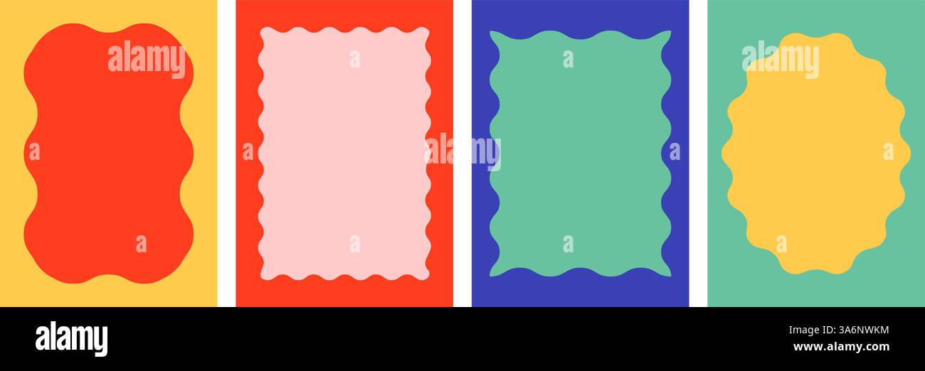 Wavy Scalloped Rectangular and Oval Frames Collection Stock Vector Image & Art - Alamy