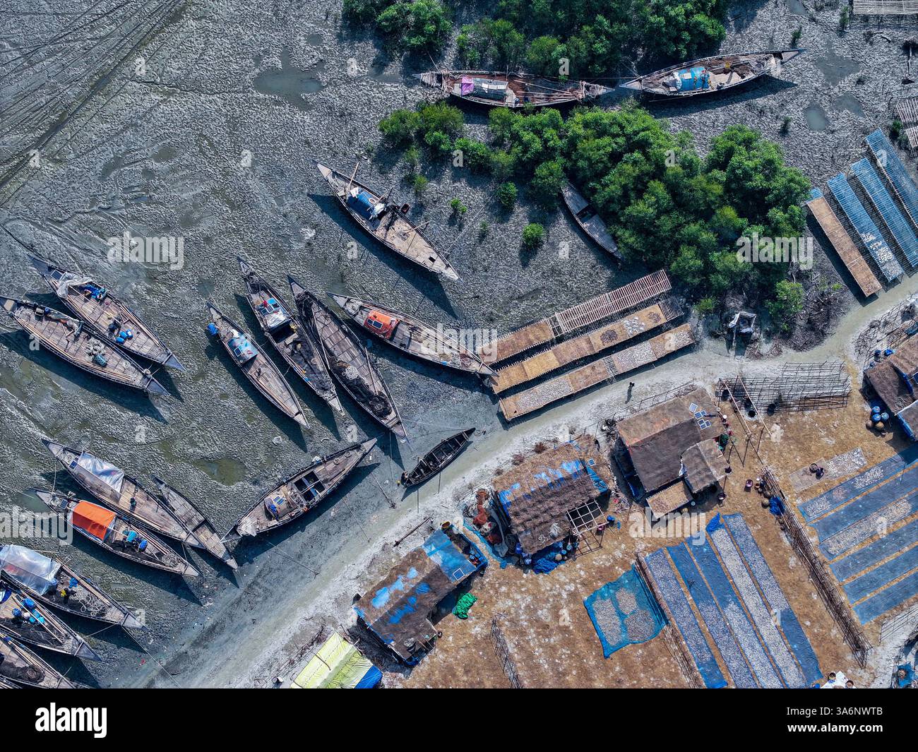 A bird’s-eye view of the Shutki (dried fish) village in Dublar Char ...