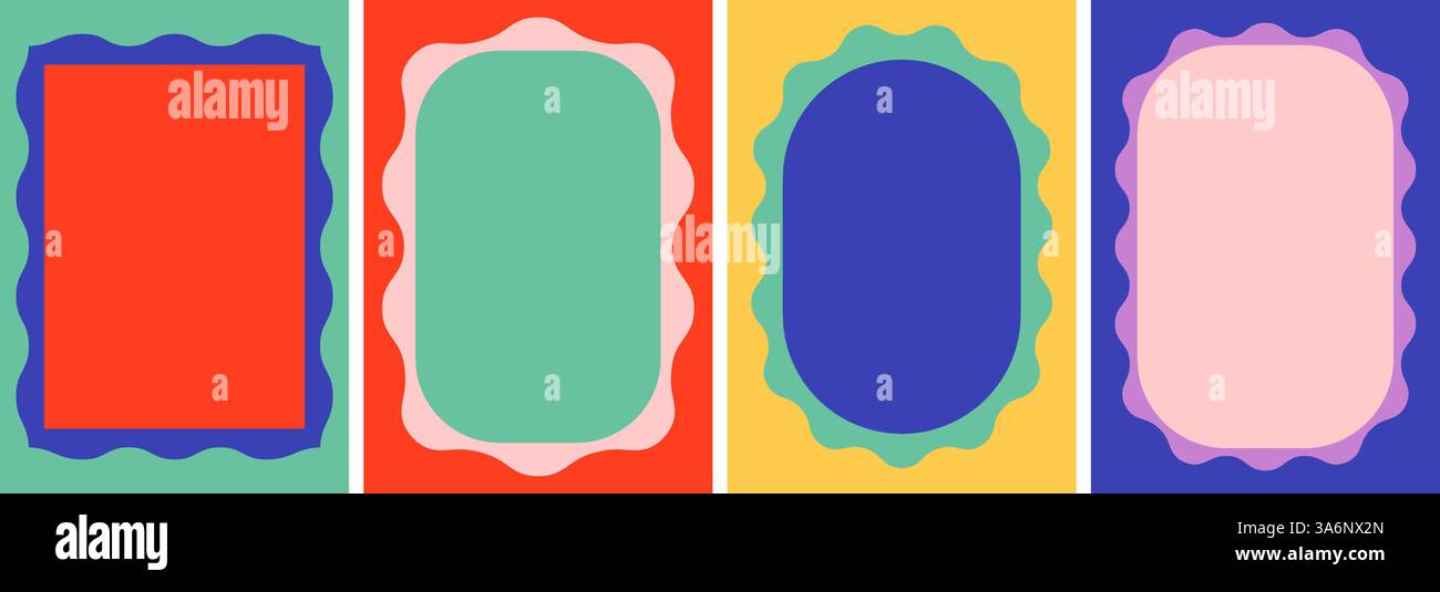 Wavy Scalloped Rectangular and Oval Frames Collection Stock Vector Image & Art - Alamy