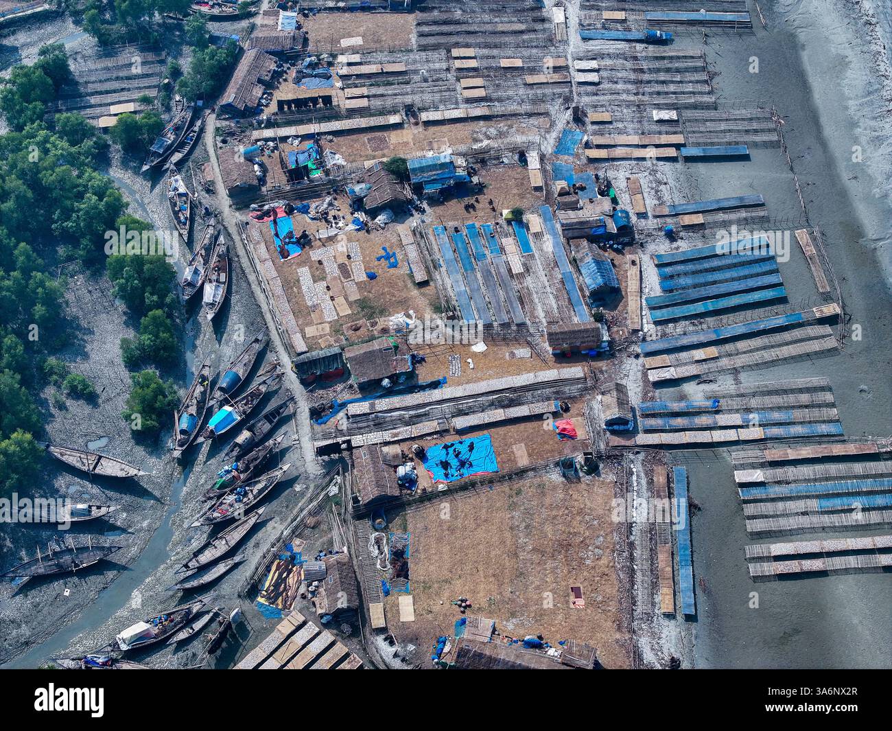 A bird’s-eye view of the Shutki (dried fish) village in Dublar Char ...