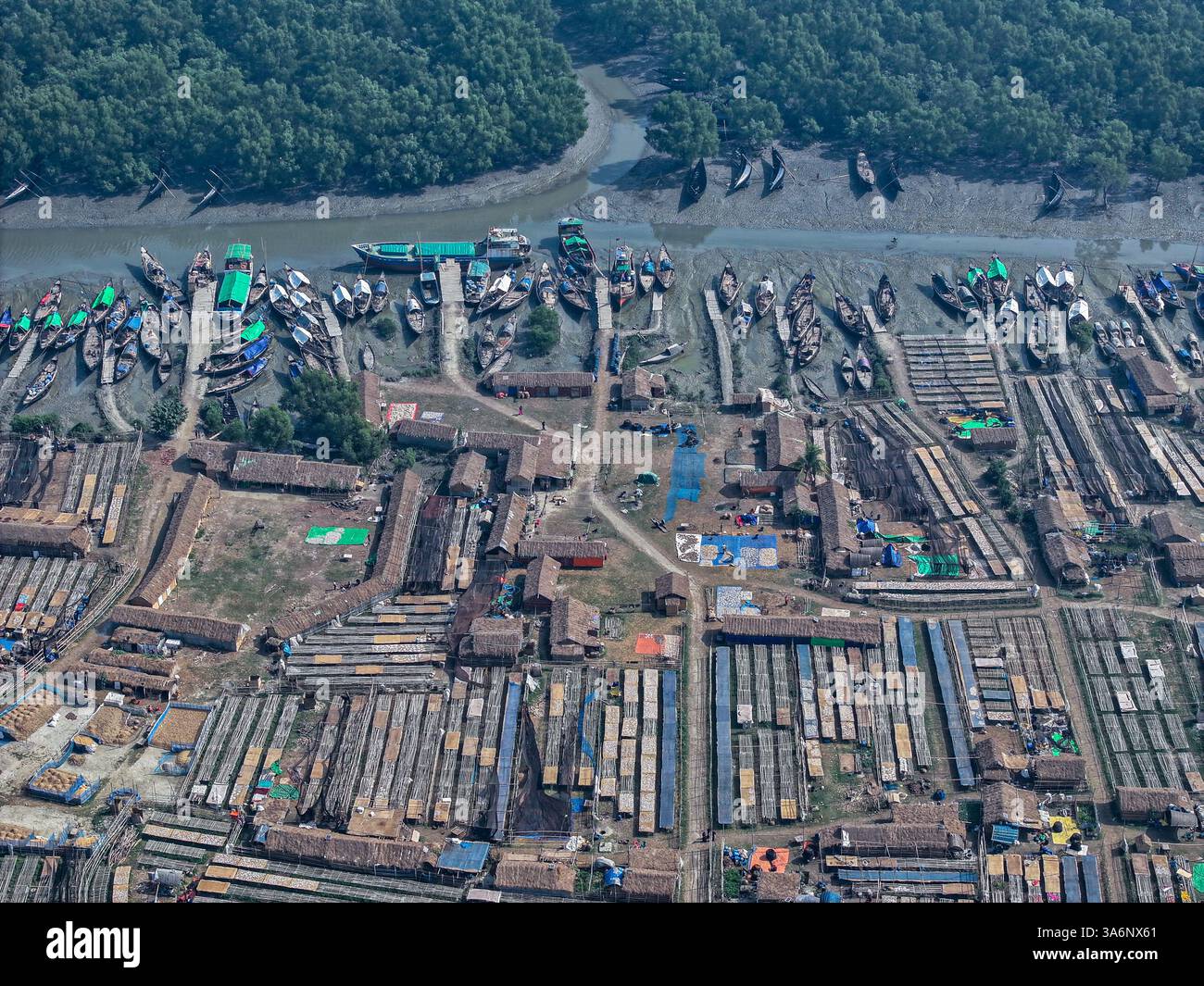A bird’s-eye view of the Shutki (dried fish) village in Dublar Char ...