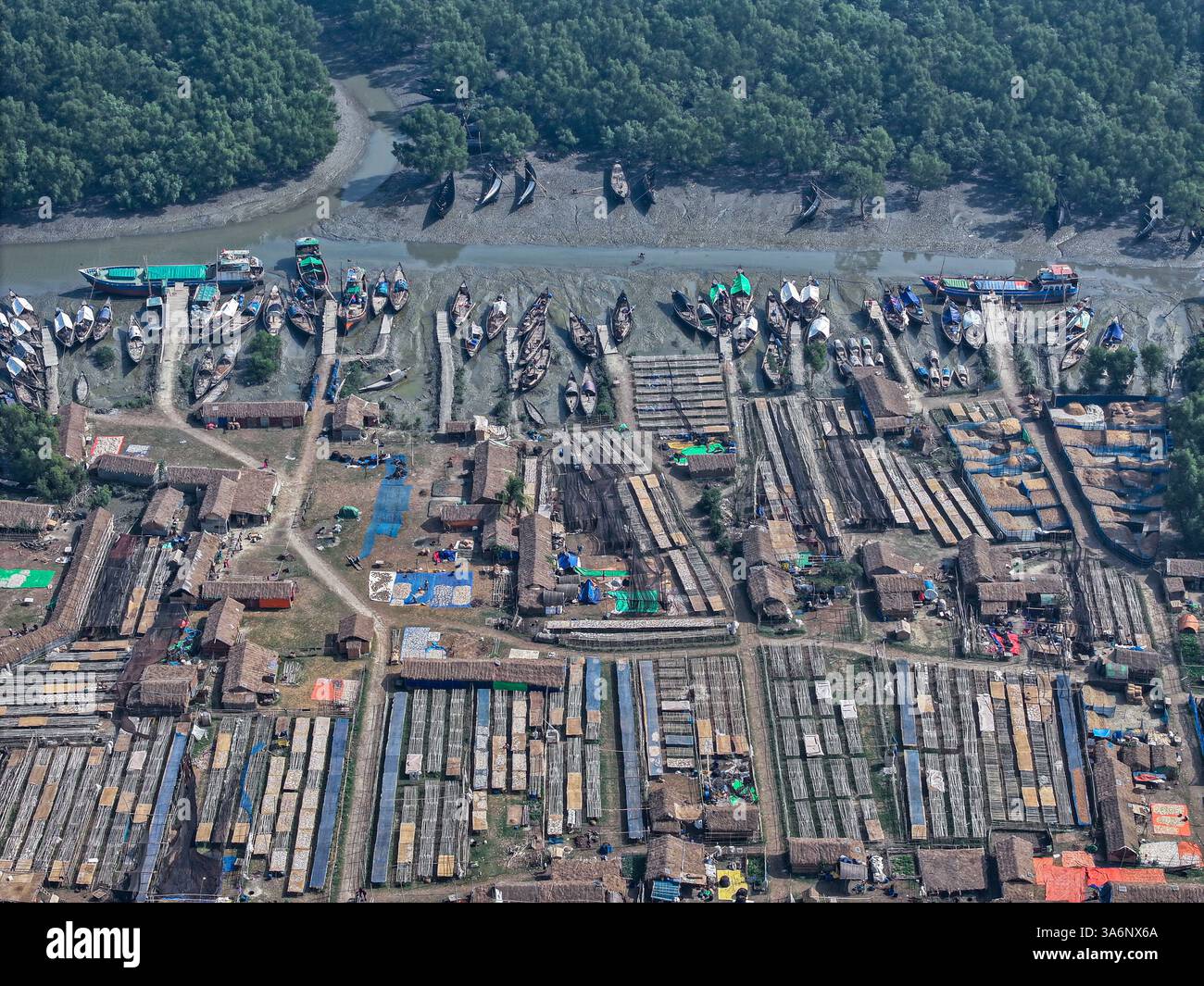A bird’s-eye view of the Shutki (dried fish) village in Dublar Char ...