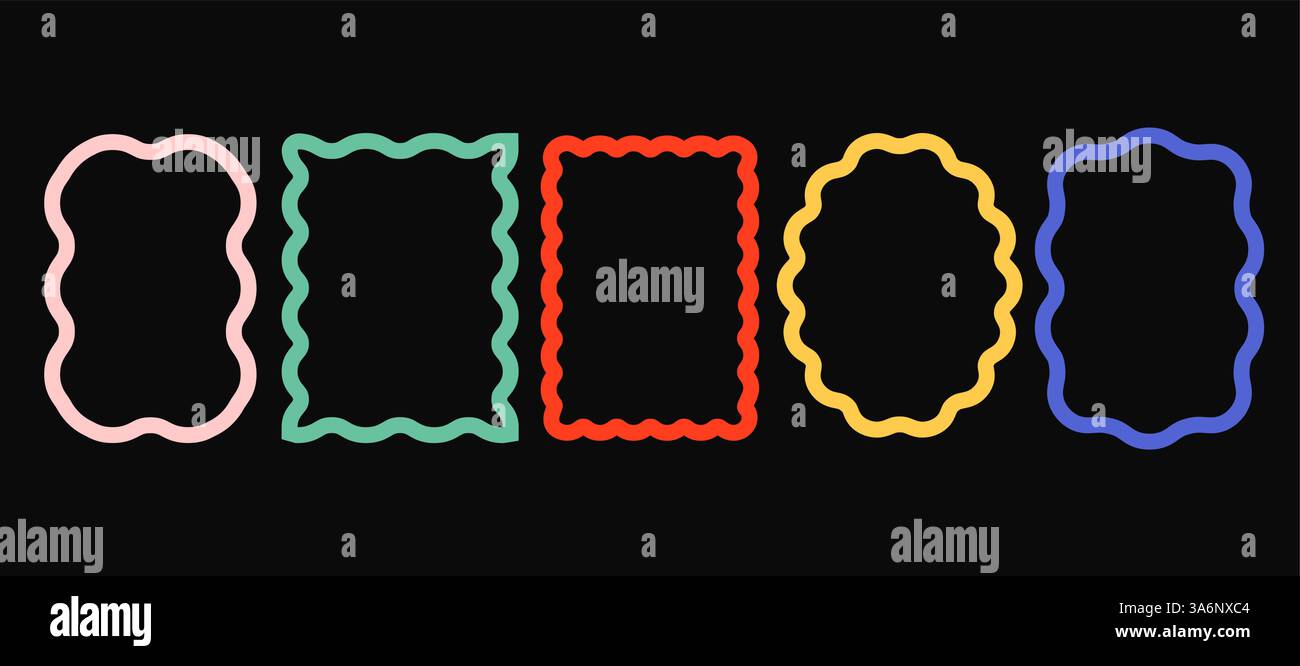 Wavy Scalloped Rectangular and Oval Frames Collection Stock Vector Image & Art - Alamy