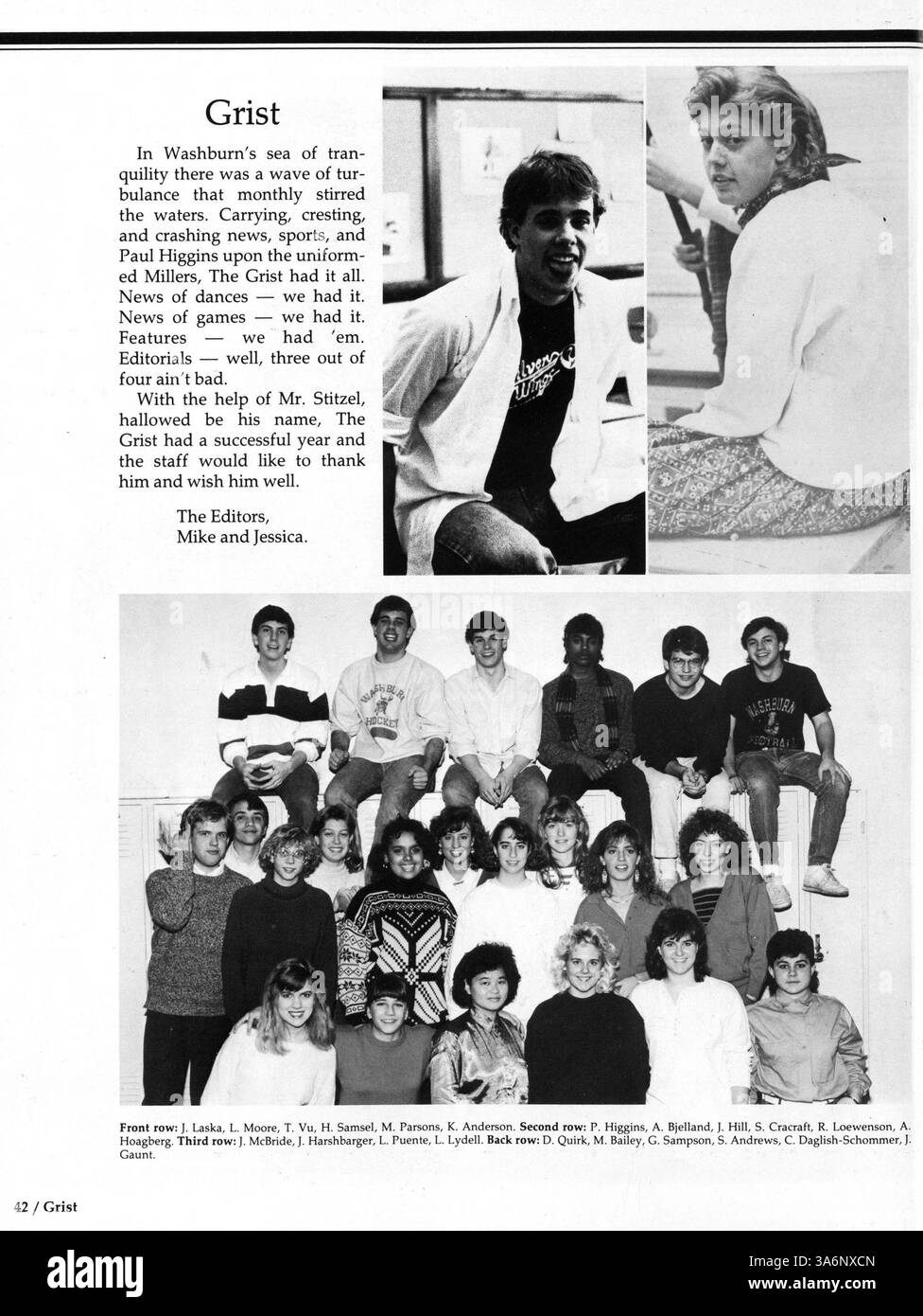 The 1987 Wahian yearbook from Washburn High School captures key events ...