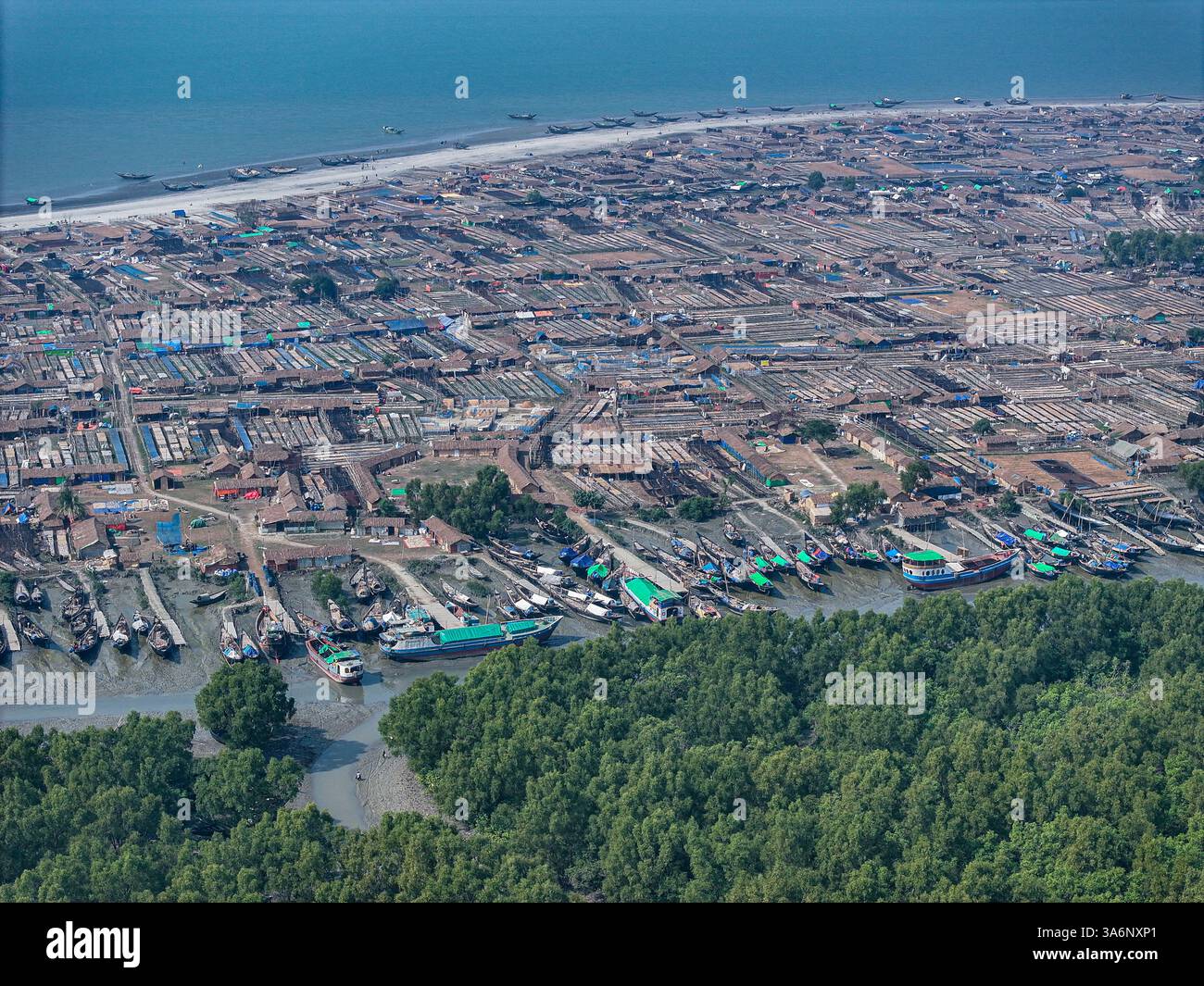 A bird’s-eye view of the Shutki (dried fish) village in Dublar Char ...