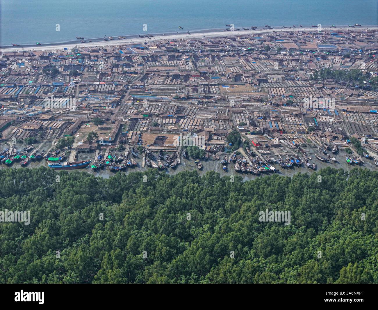 A bird’s-eye view of the Shutki (dried fish) village in Dublar Char ...