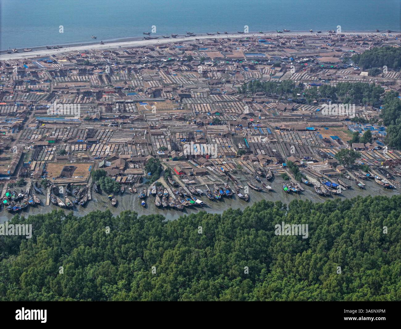 A bird’s-eye view of the Shutki (dried fish) village in Dublar Char ...
