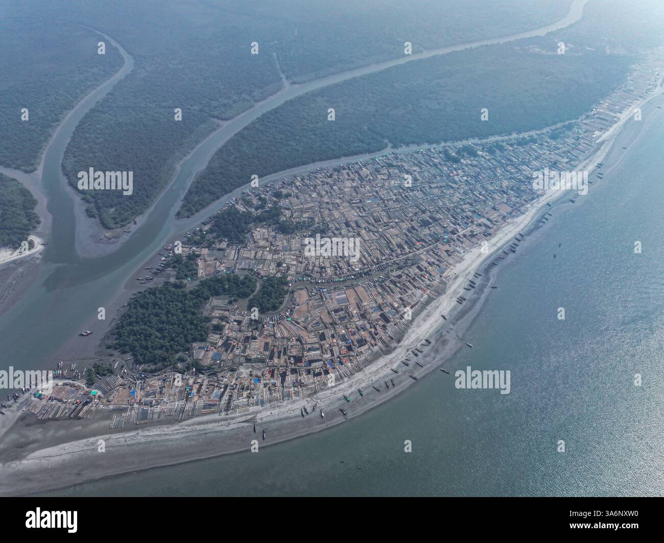 A bird’s-eye view of the Shutki (dried fish) village in Dublar Char ...