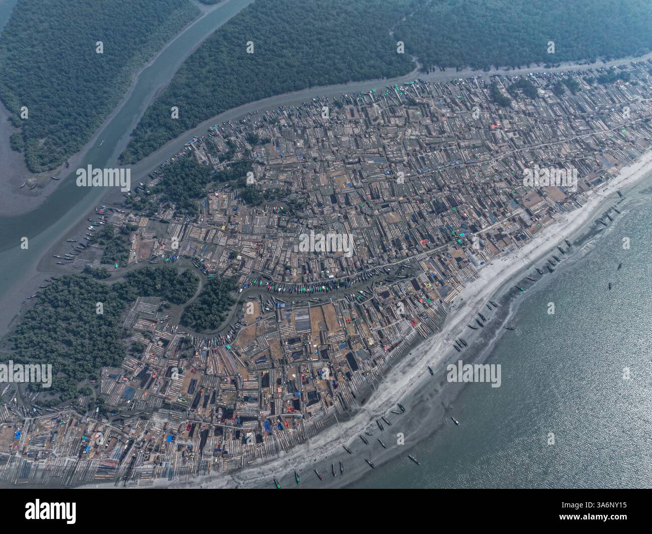 A bird’s-eye view of the Shutki (dried fish) village in Dublar Char ...