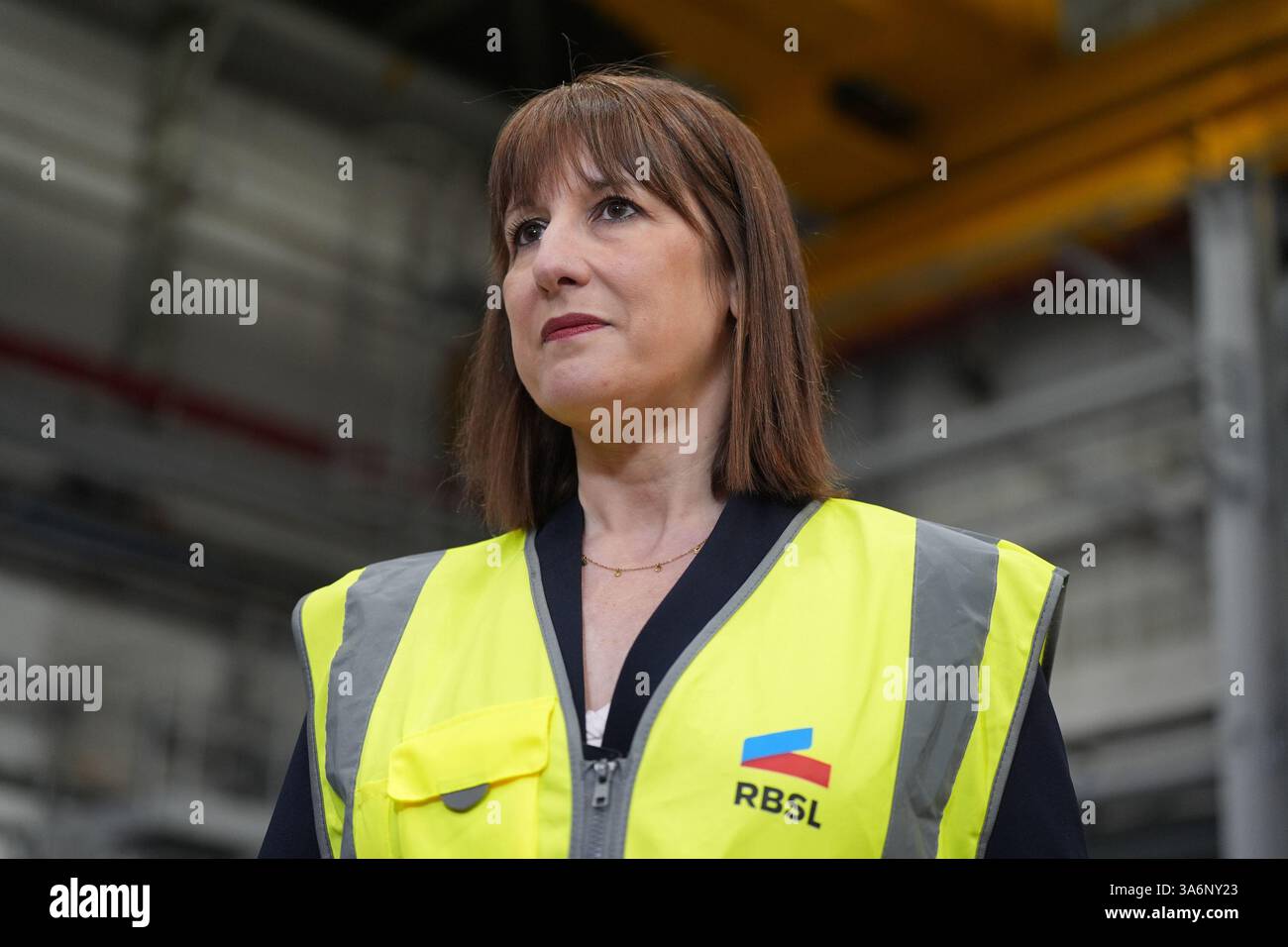 Chancellor of the Exchequer Rachel Reeves speaking to the media during ...