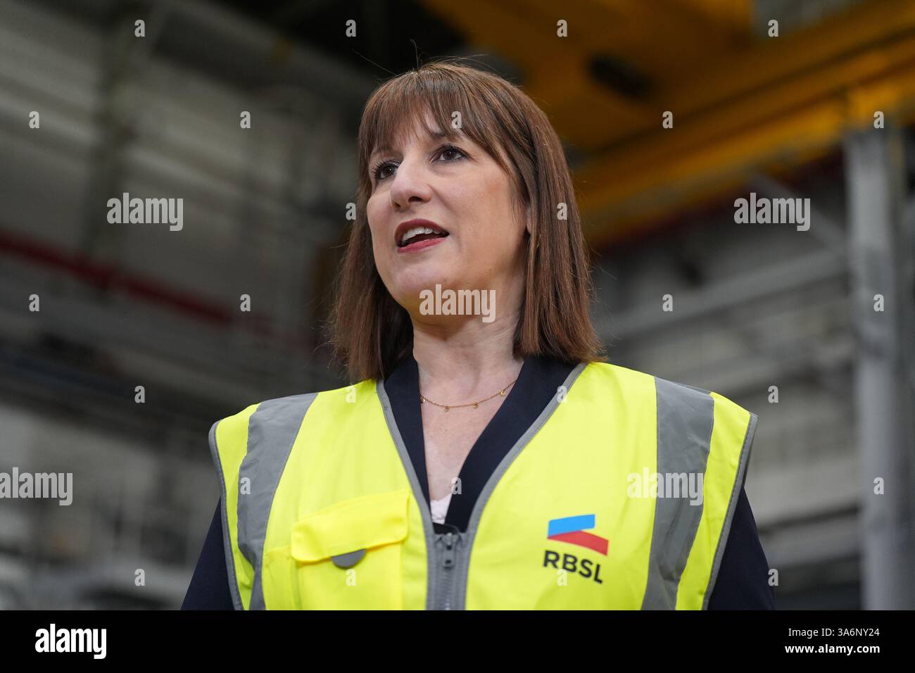 Chancellor of the Exchequer Rachel Reeves speaking to the media during ...