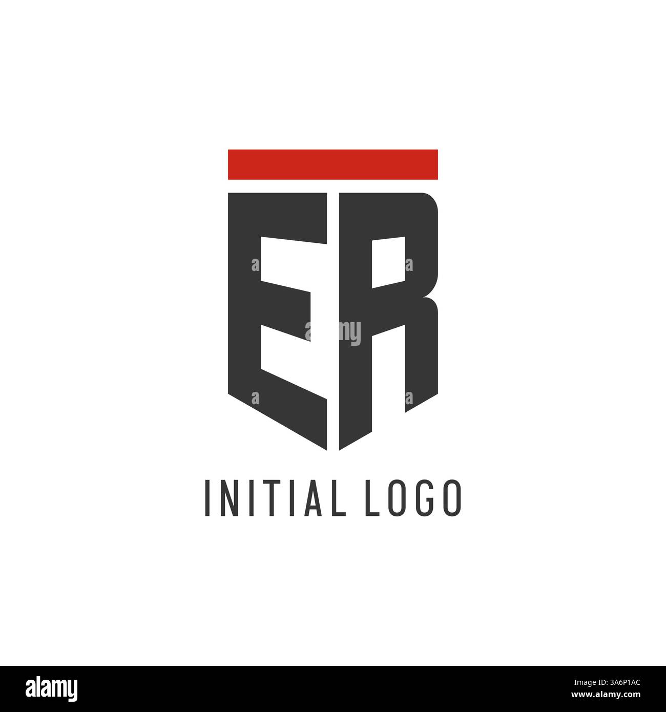 ER initial esport logo with simple shield design style vector graphic ...