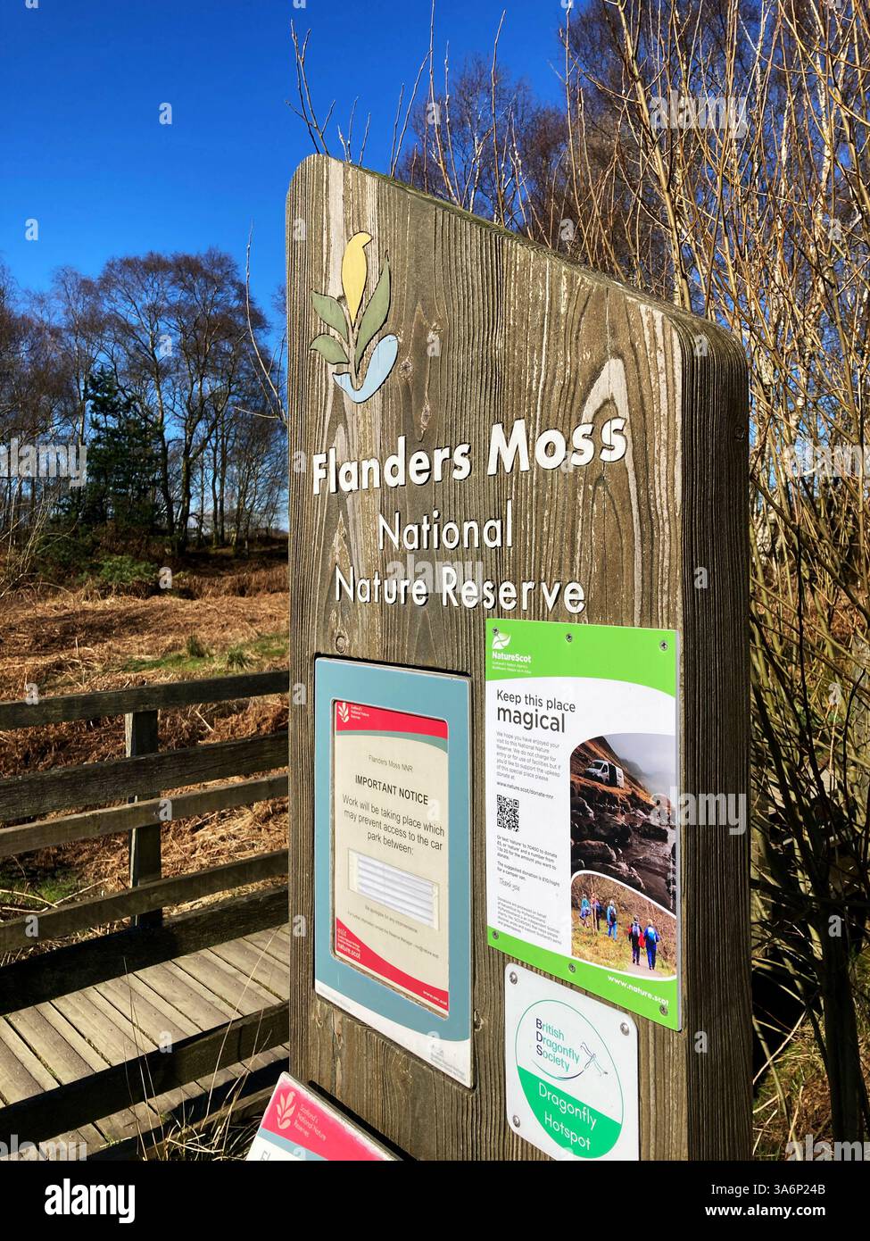 Information sign at Flanders Moss National Nature Reserve, Kippen ...