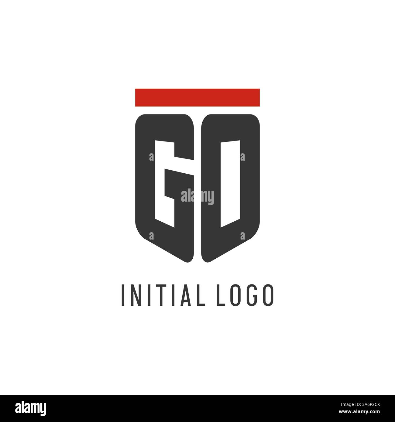 GO initial esport logo with simple shield design style vector graphic ...
