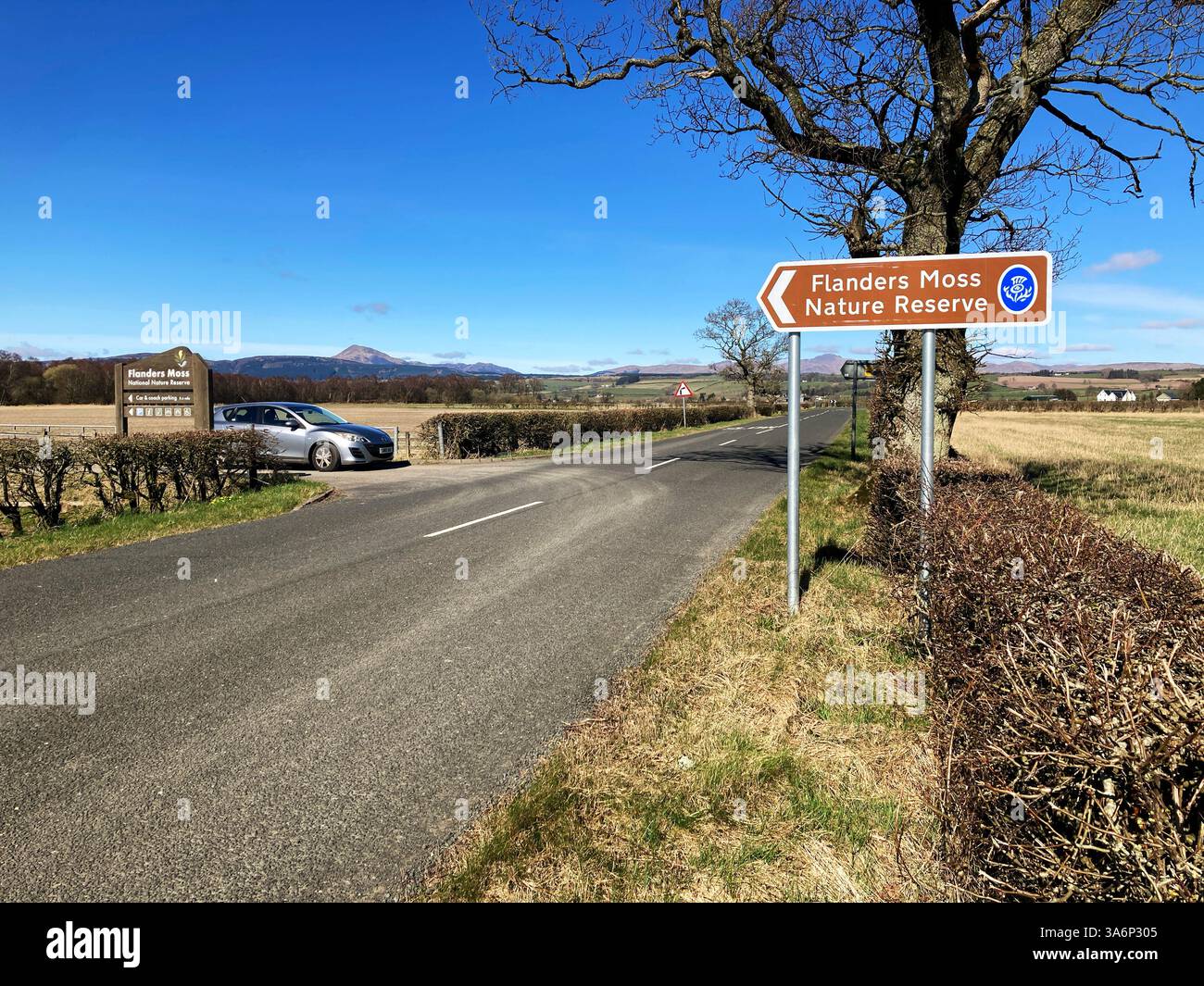 Entrance to Flanders Moss National Nature Reserve, Kippen, Scotland ...