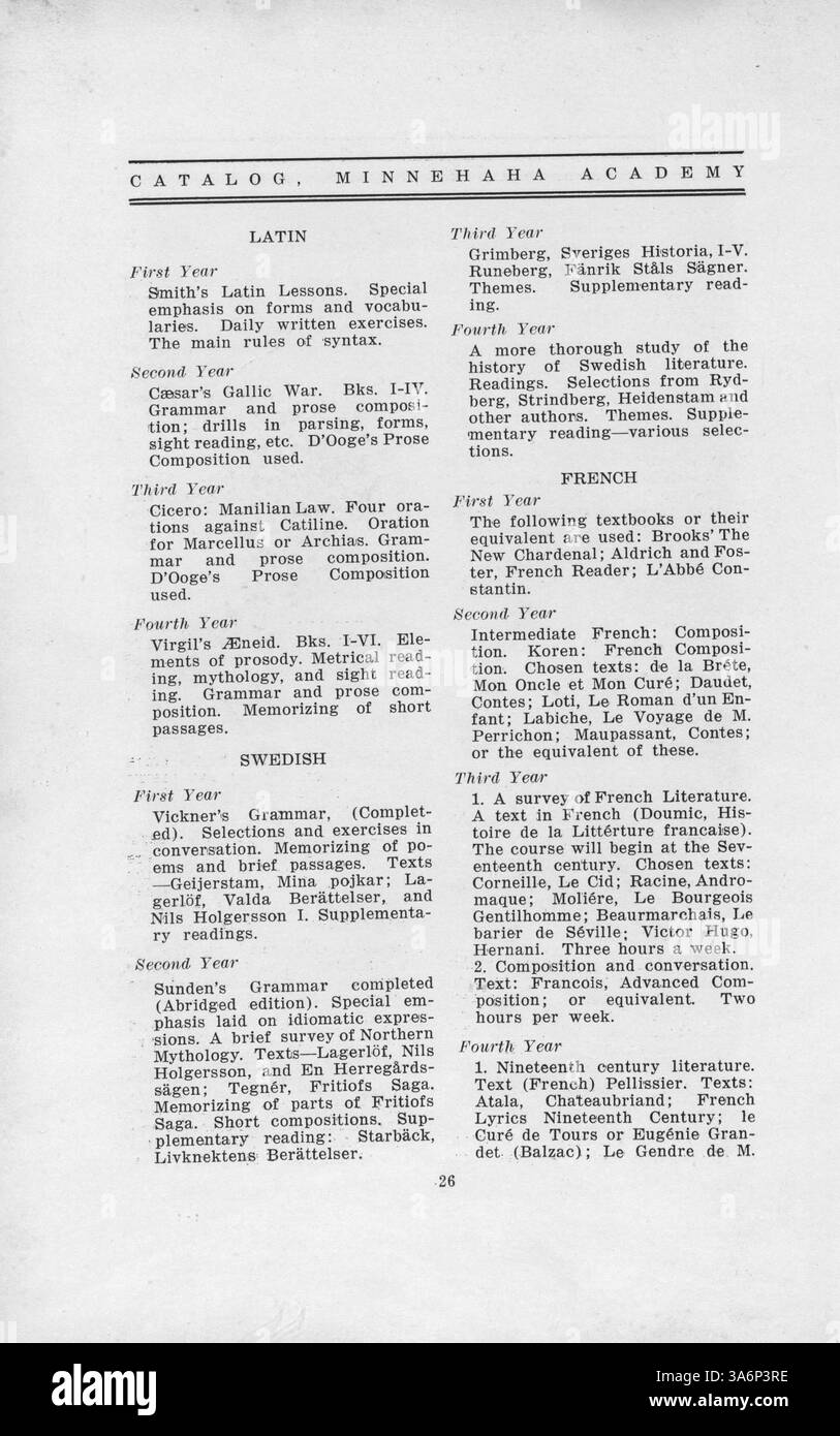 This catalog from minnehaha academy documents the 1921 1922 scho hi-res stock photography and ...