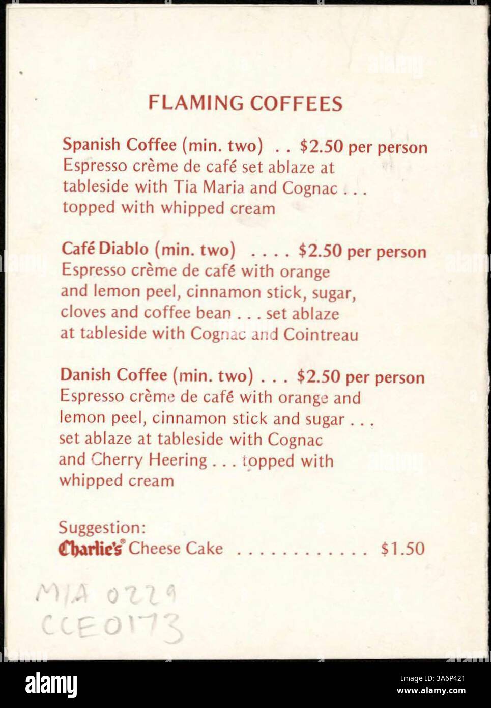 This small bi fold coffee menu from charlies cafe exceptionale hi-res ...