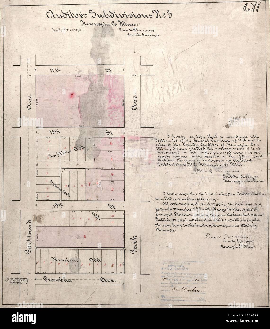 Auditors subdivisions no 3 is a recorded subdivision map hi-res stock ...