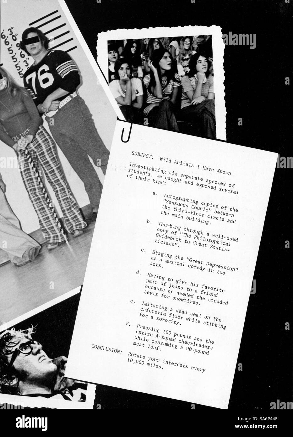 Documents the major events of the 1972 1973 school year hi-res stock ...