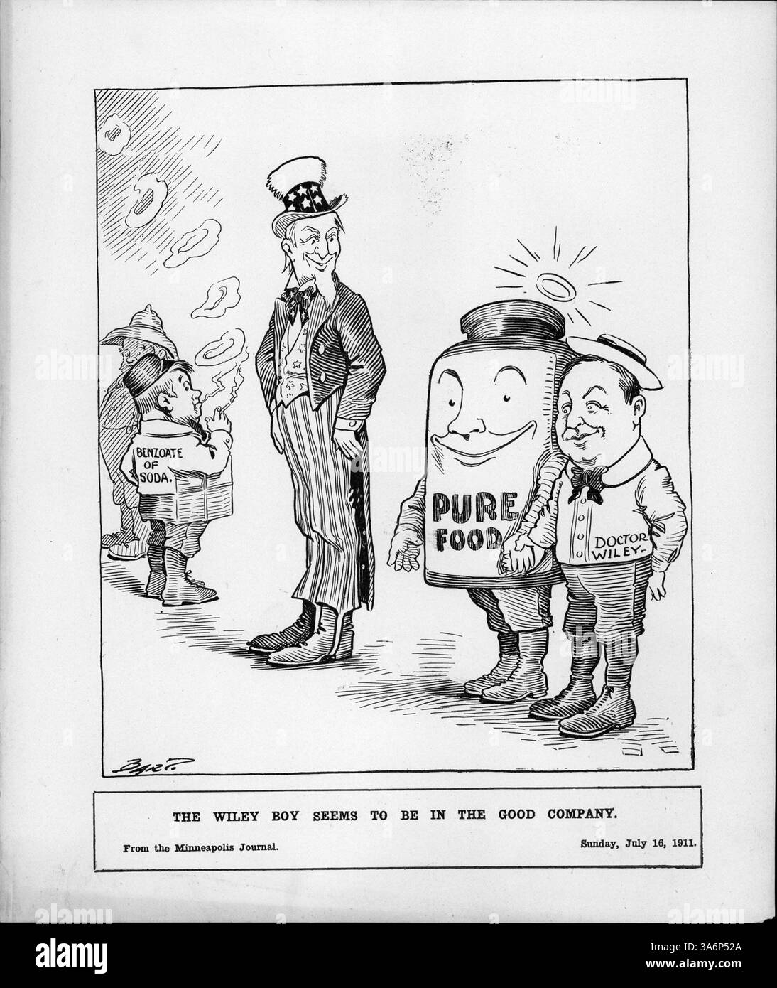 This political cartoon features Dr. Harvey Wiley of the U.S. Department ...