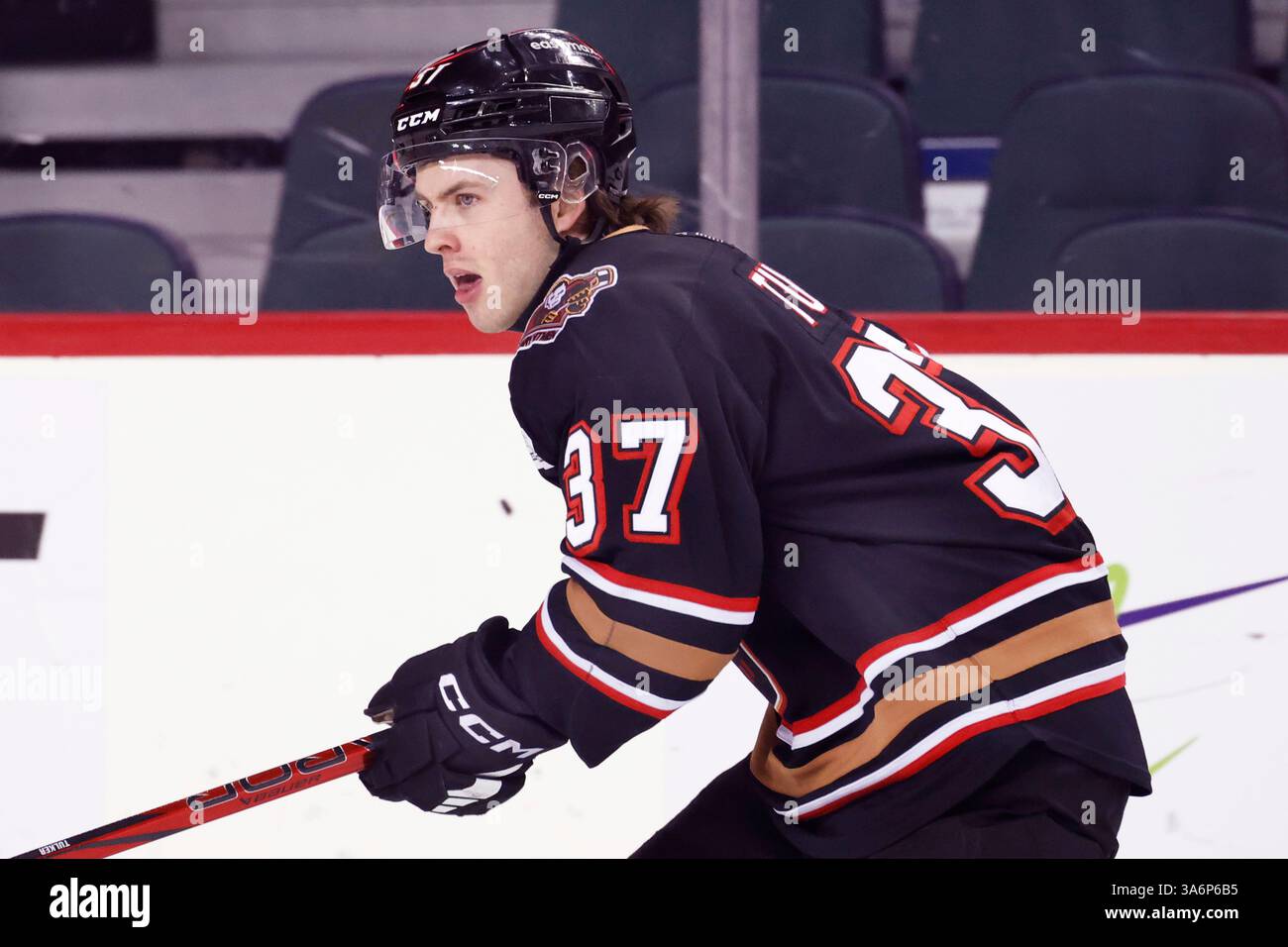 Profile photo on Calgary Hitmen C Oliver Tulk during WHL (Western ...