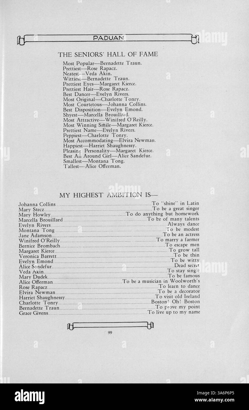 The 1927 'Paduan' yearbook from St. Anthony High School records the ...