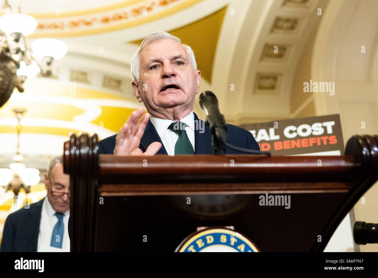 U.S. Senator Jack Reed (D-RI) speaking at a press conference at the U.S ...