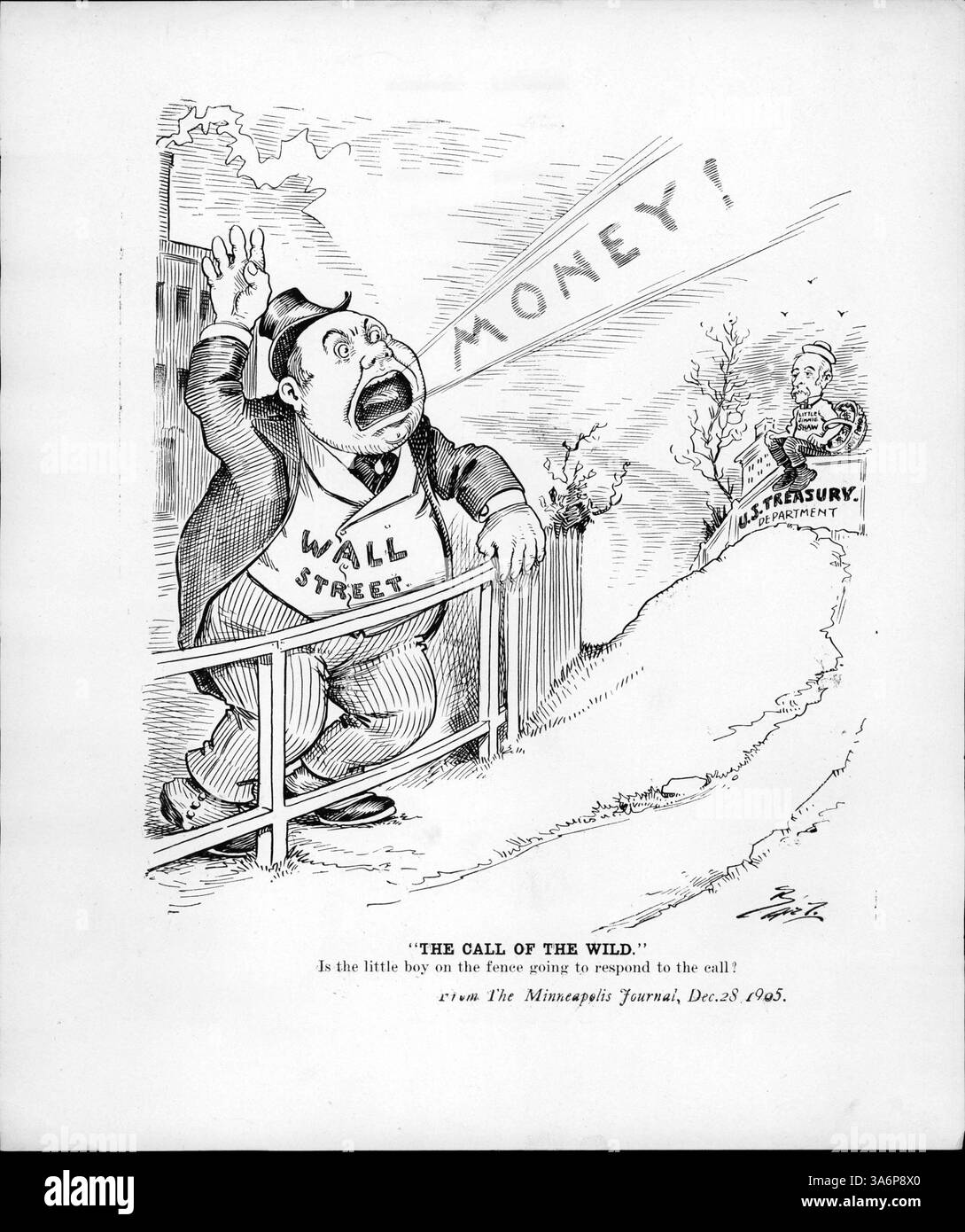 A political cartoon from Wall Street, depicting Little Jimmie Shaw ...