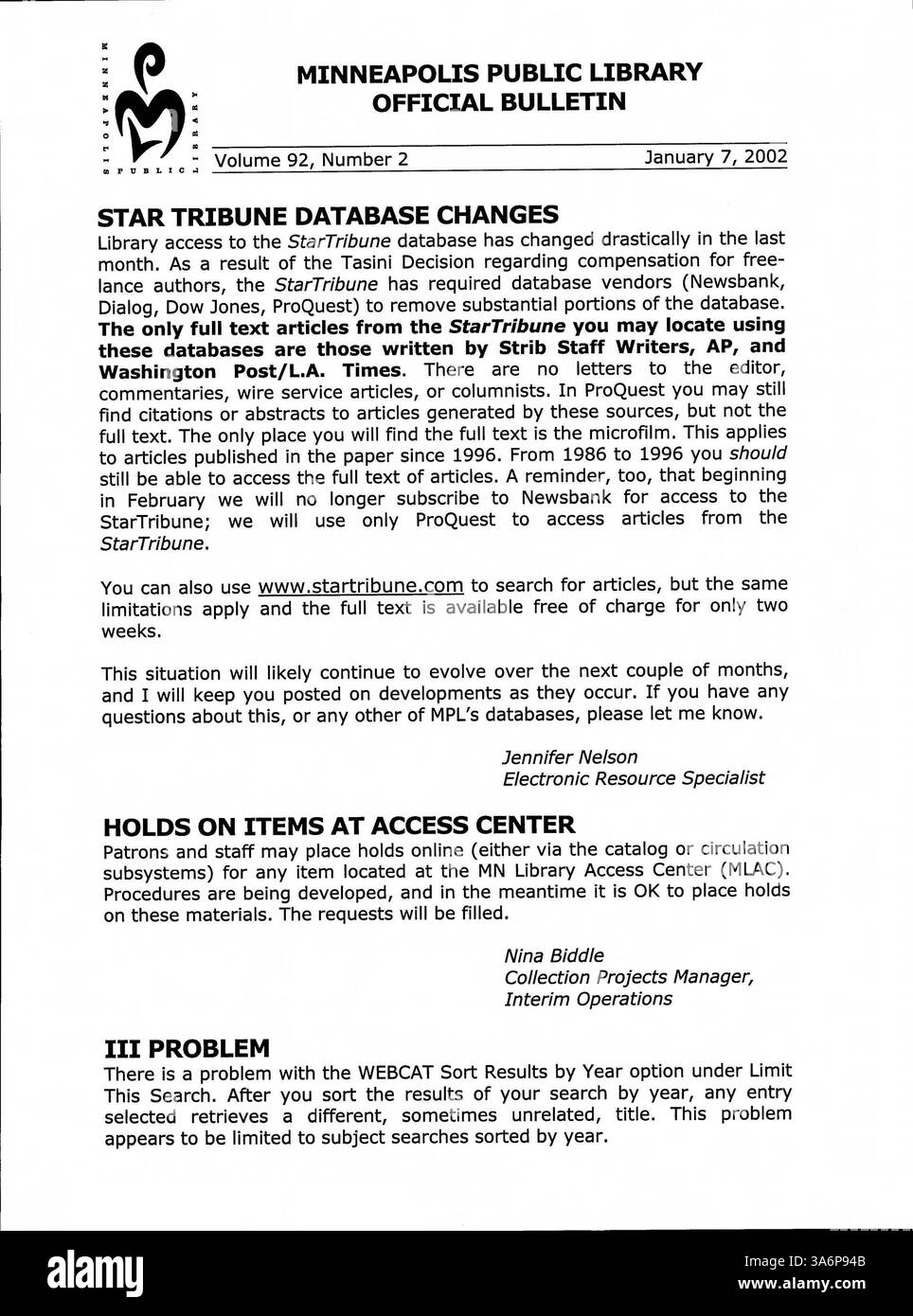 A weekly internal bulletin for the employees of the Minneapolis Public ...