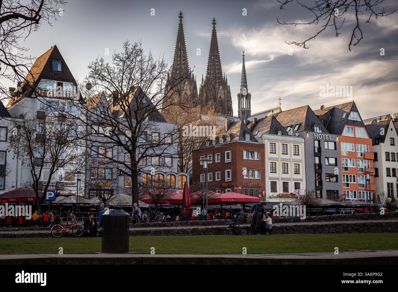 Cologne, Germany - March 7 2025: City skyline in spring along the Rhine ...