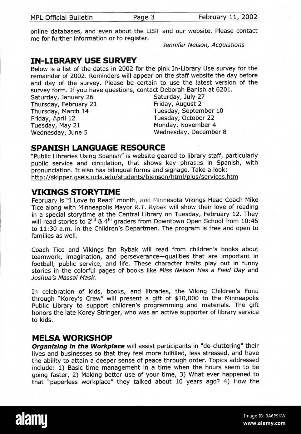 Weekly updates and staff announcements from the minneapolis publ hi-res ...