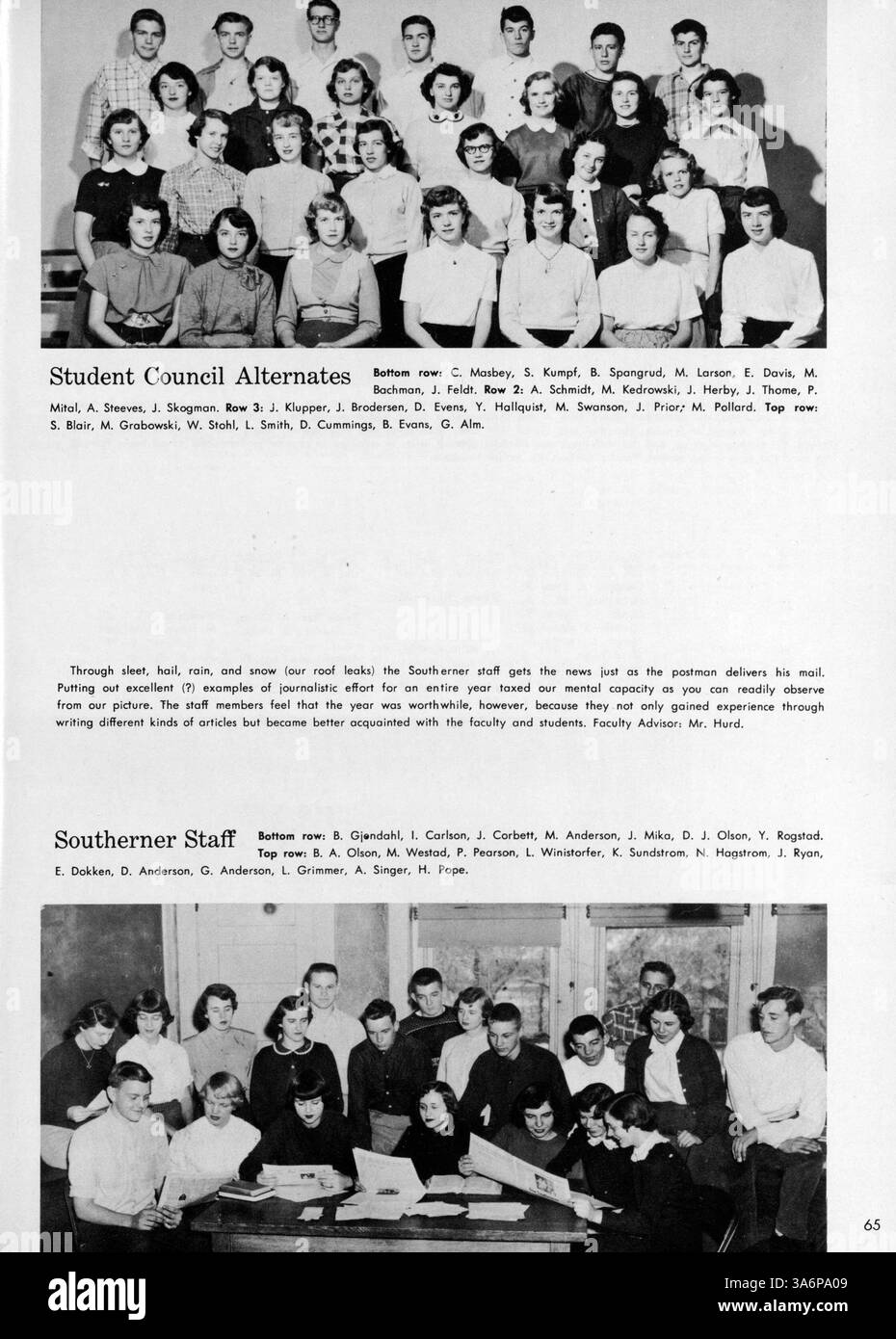 Chronicles the key moments of the 1950 1951 school year hi-res stock ...