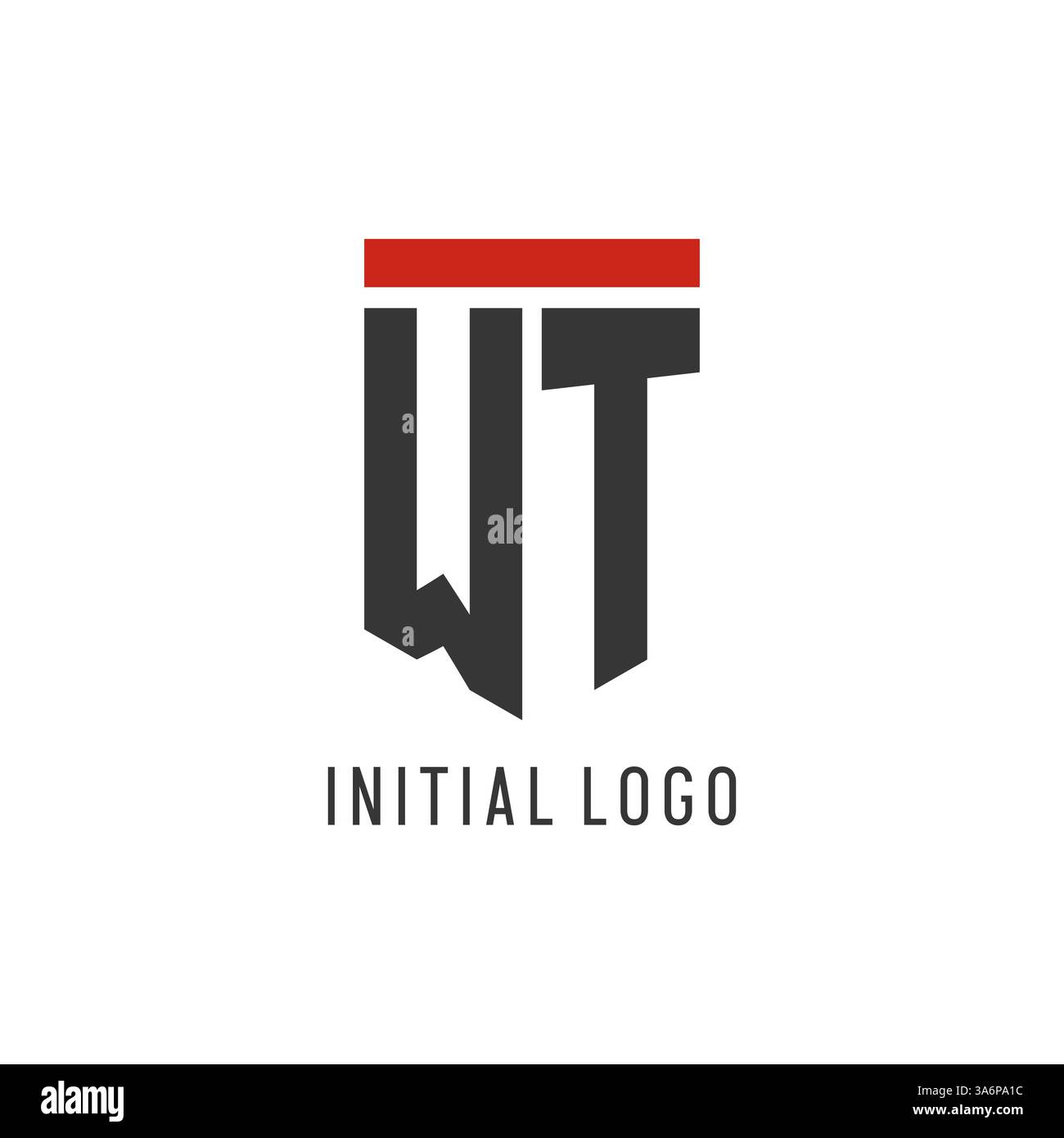 WT initial esport logo with simple shield design style vector graphic ...
