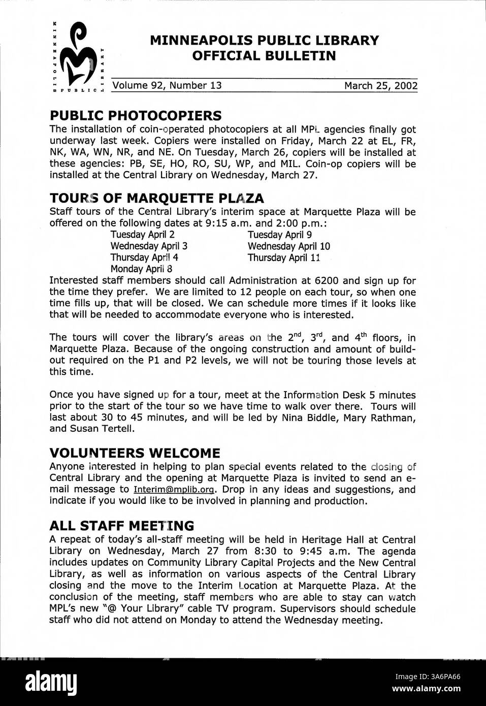 Issued every week in 2002, this bulletin helped staff at the ...