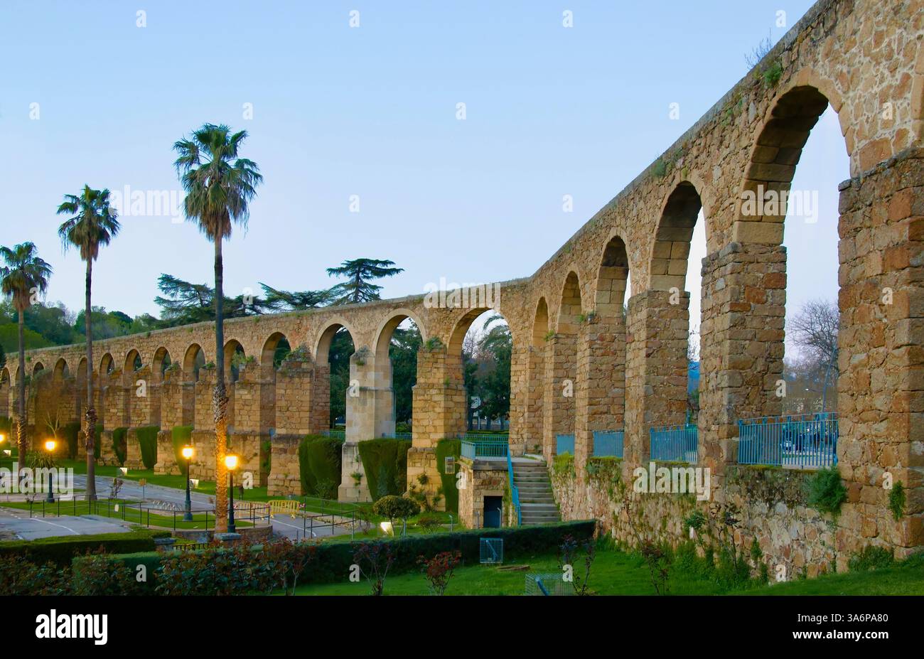 Evening view of the 55 arch 300 metre long and 18 metre high 16th ...