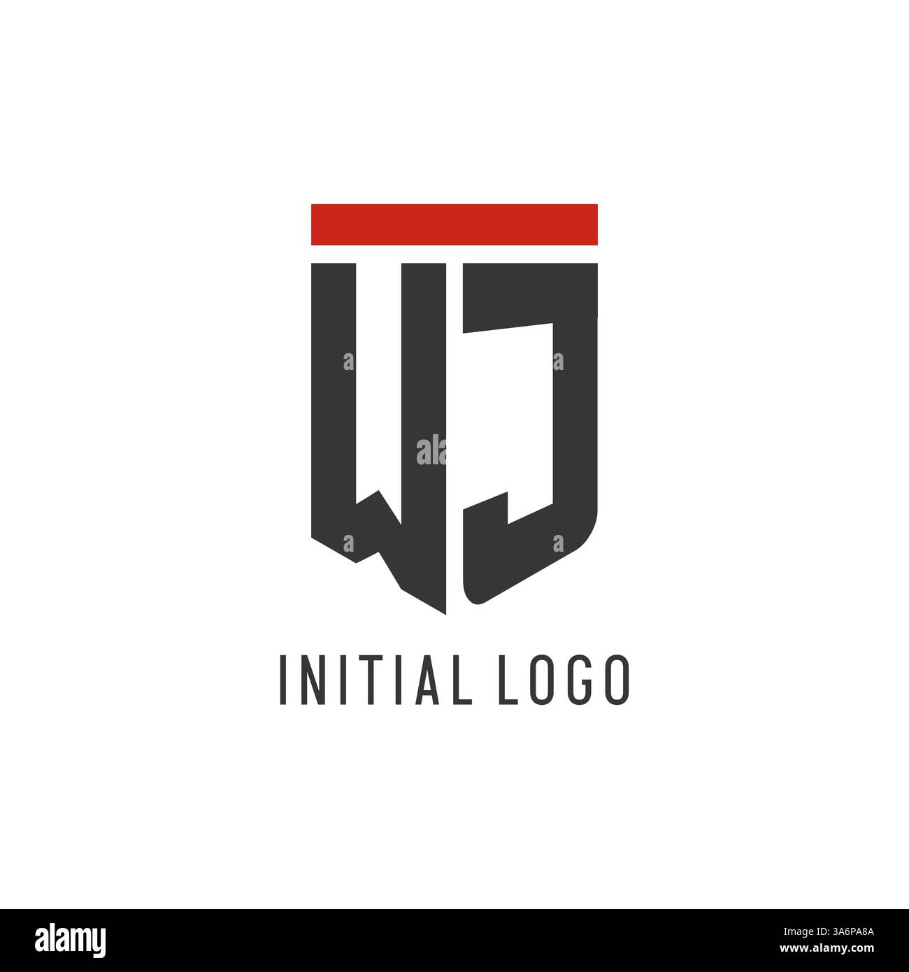 WJ initial esport logo with simple shield design style vector graphic ...