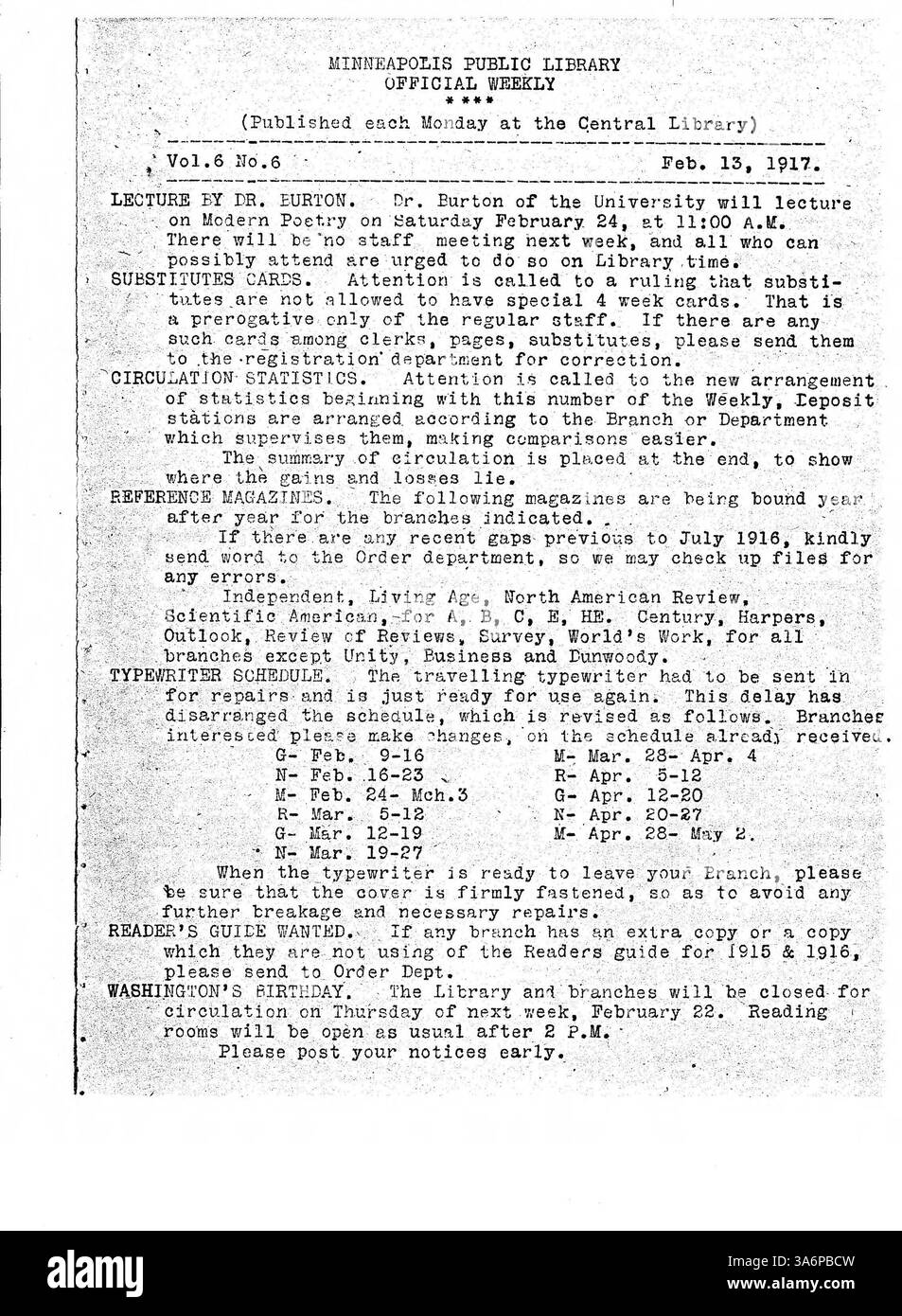 A weekly publication from 1917 for employees of the Minneapolis Public ...