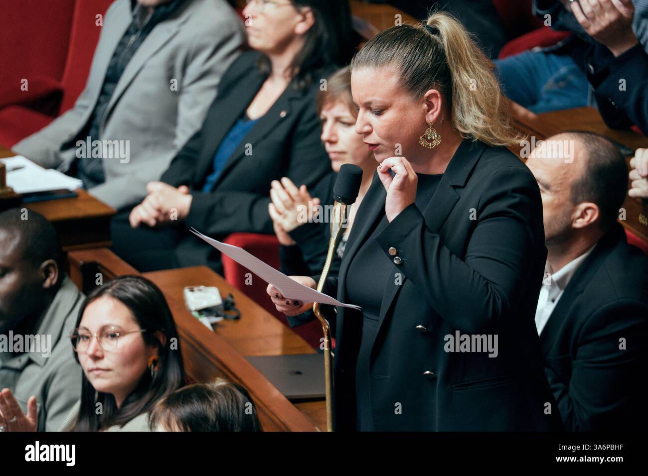 Paris, France. 25th Mar, 2025. Mathilde Panot during a session of ...