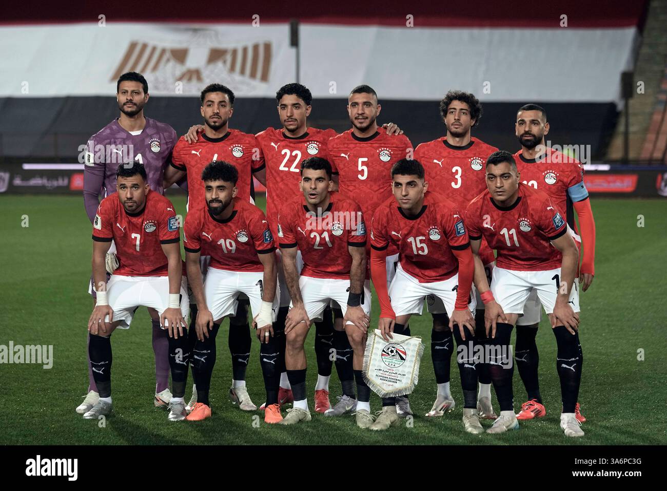 Egypt's national team soccer players pose for a group picture before ...