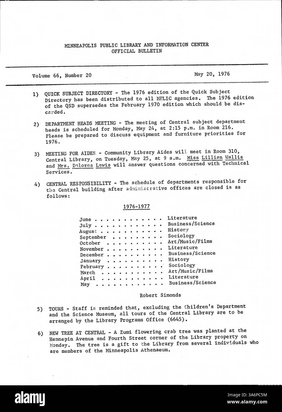 In 1976, the Minneapolis Public Library's weekly bulletin provided ...
