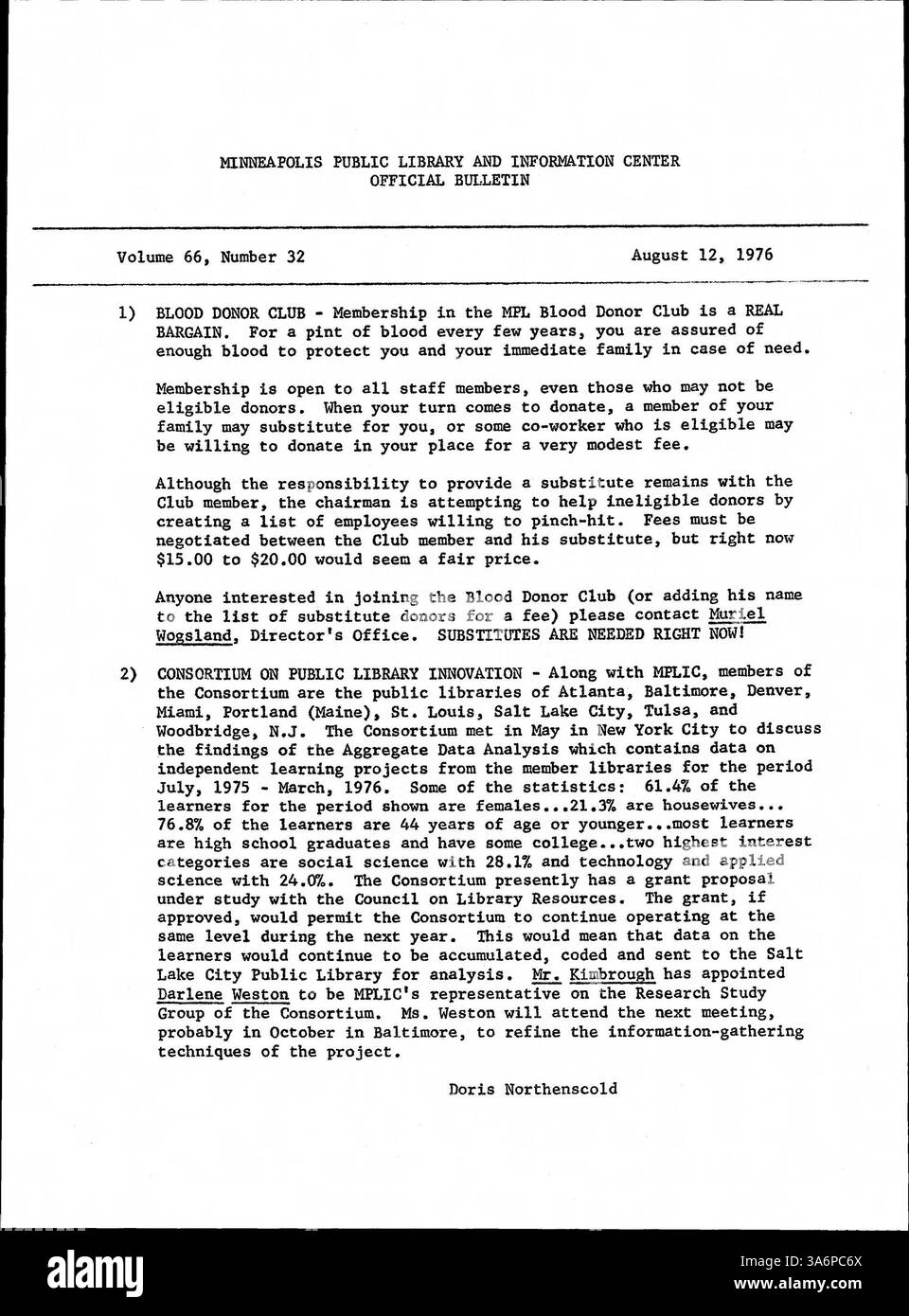The official 1976 bulletin for Minneapolis Public Library employees ...