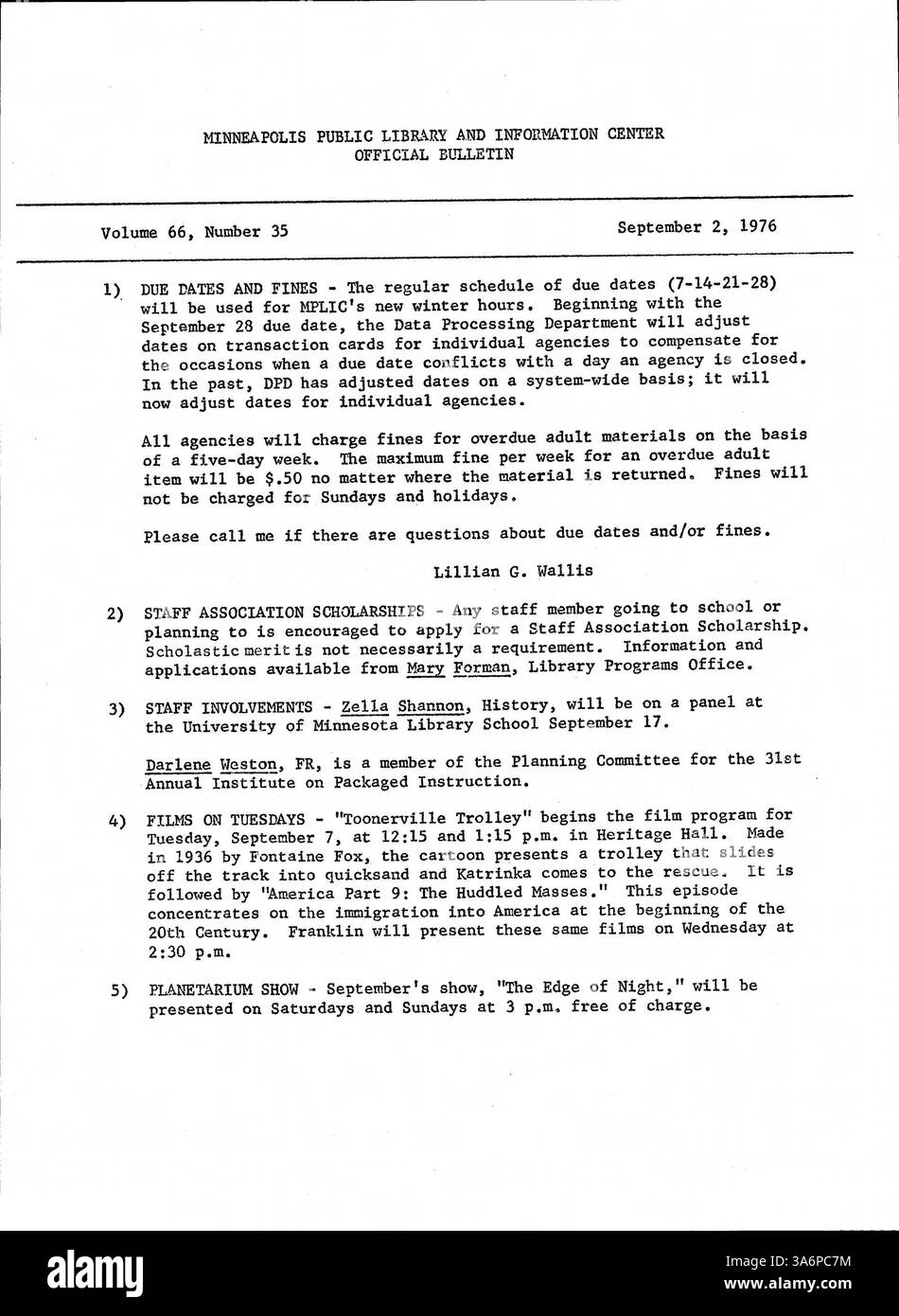 Minneapolis public librarys 1976 weekly bulletin included job a hi-res ...